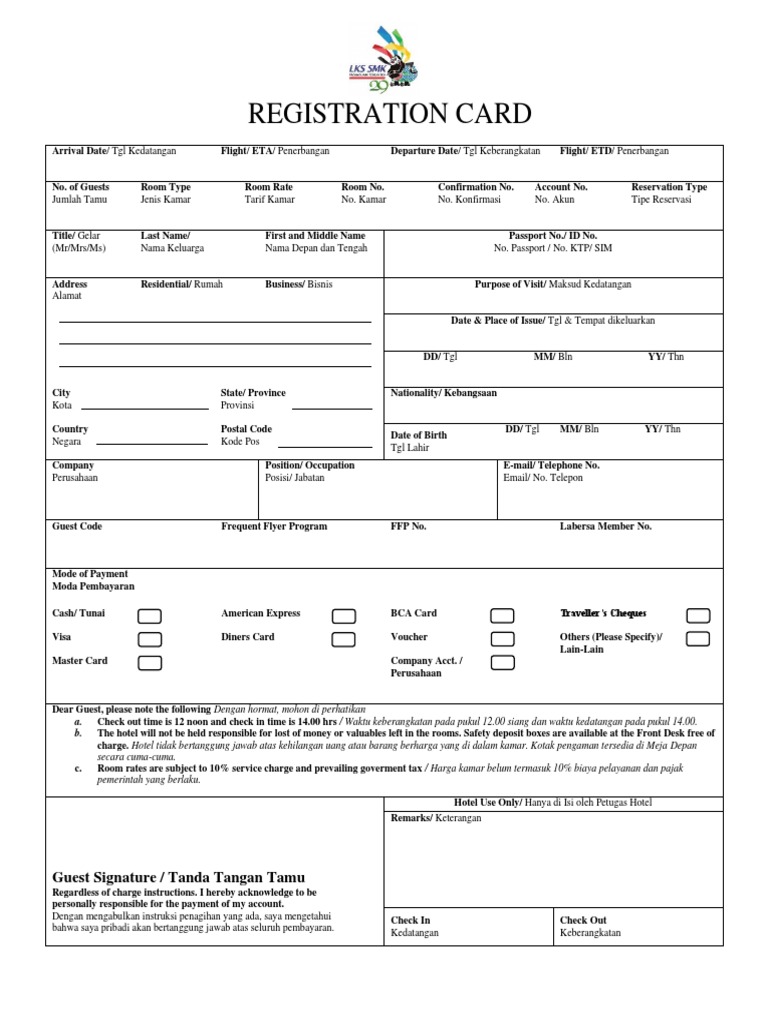 Blank Registration Card | PDF