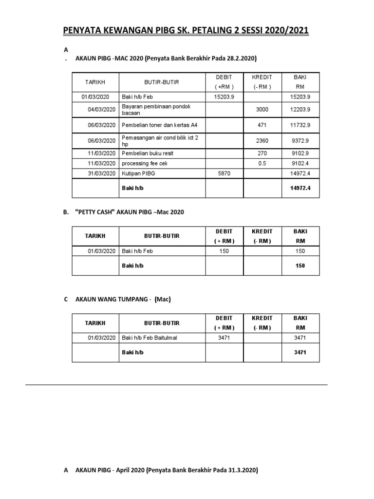 Penyata Kewangan Pibg SKP2 | PDF