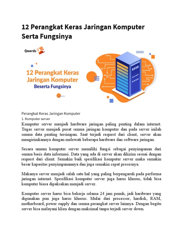 12 Perangkat Keras Jaringan Komputer Serta Fungsinya | PDF