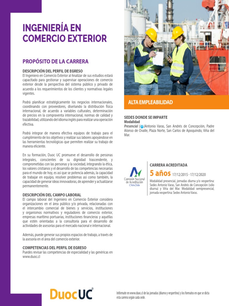 Ingenieria en Comercio Exterior (DUOC) | PDF | El comercio internacional | Comercio