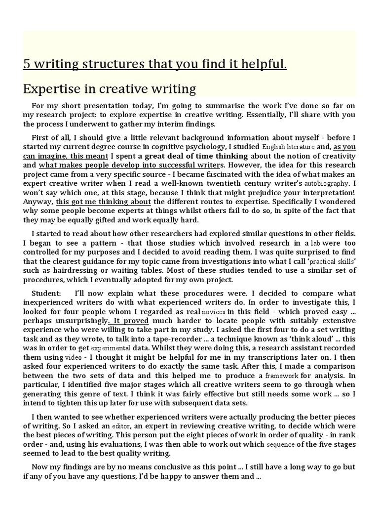 5 Writing Structures That You Find It Helpful. Expertise in Creative ...