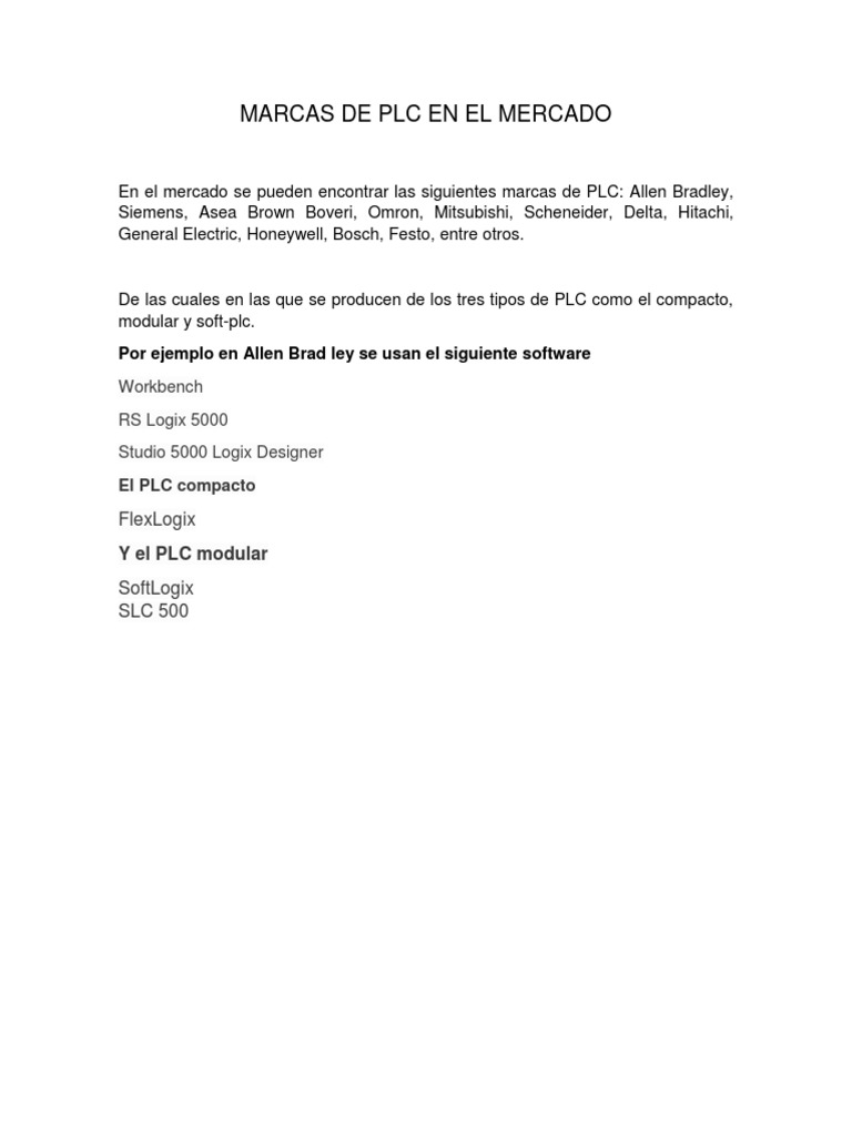 Marcas de PLC en El Mercado | PDF