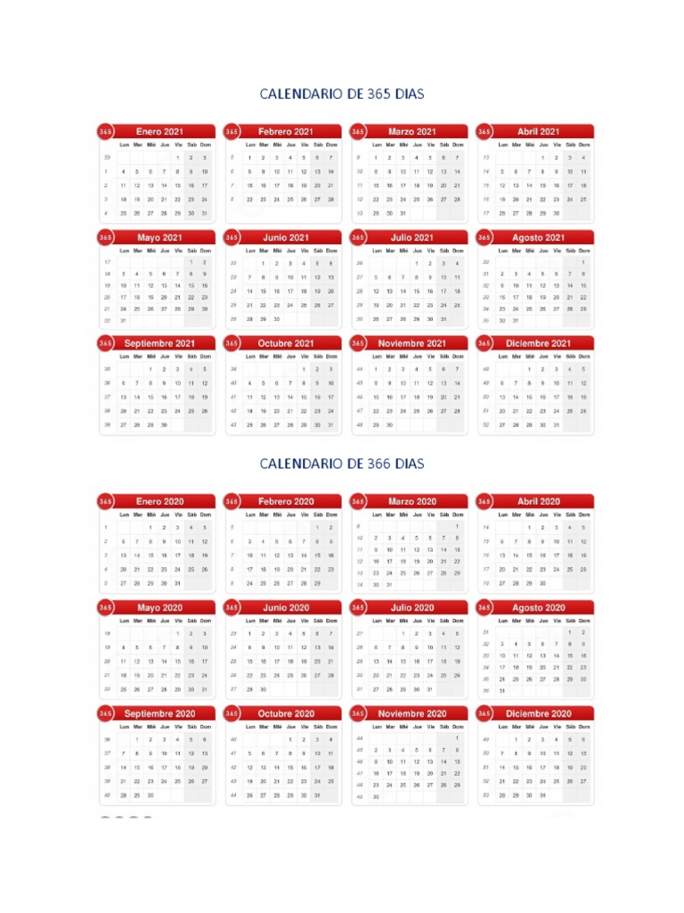 Calendarios de 365 y 366 Dias | PDF