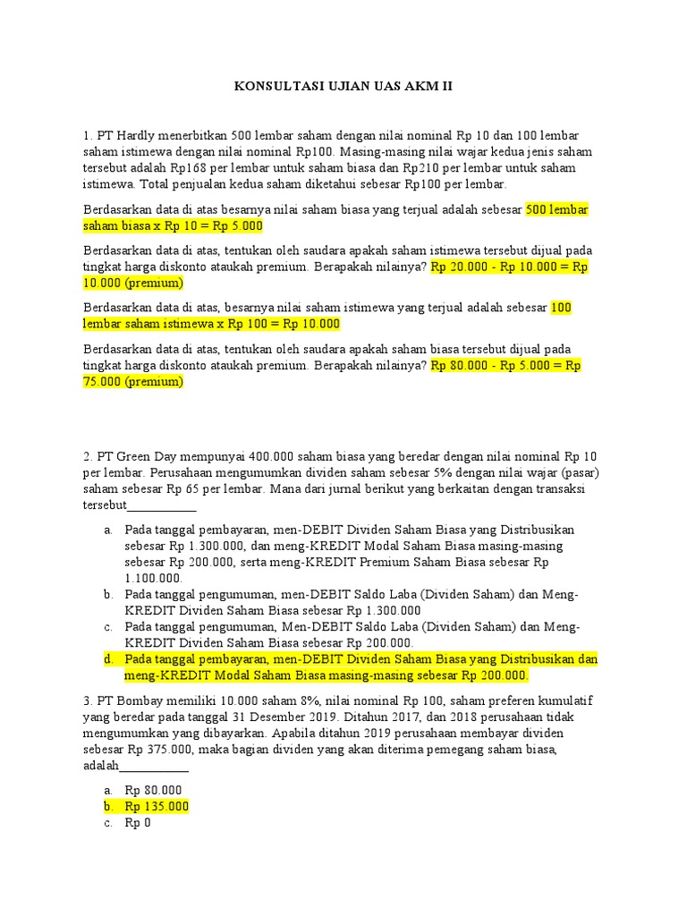 Konsultasi Ujian Uas Akm II | PDF