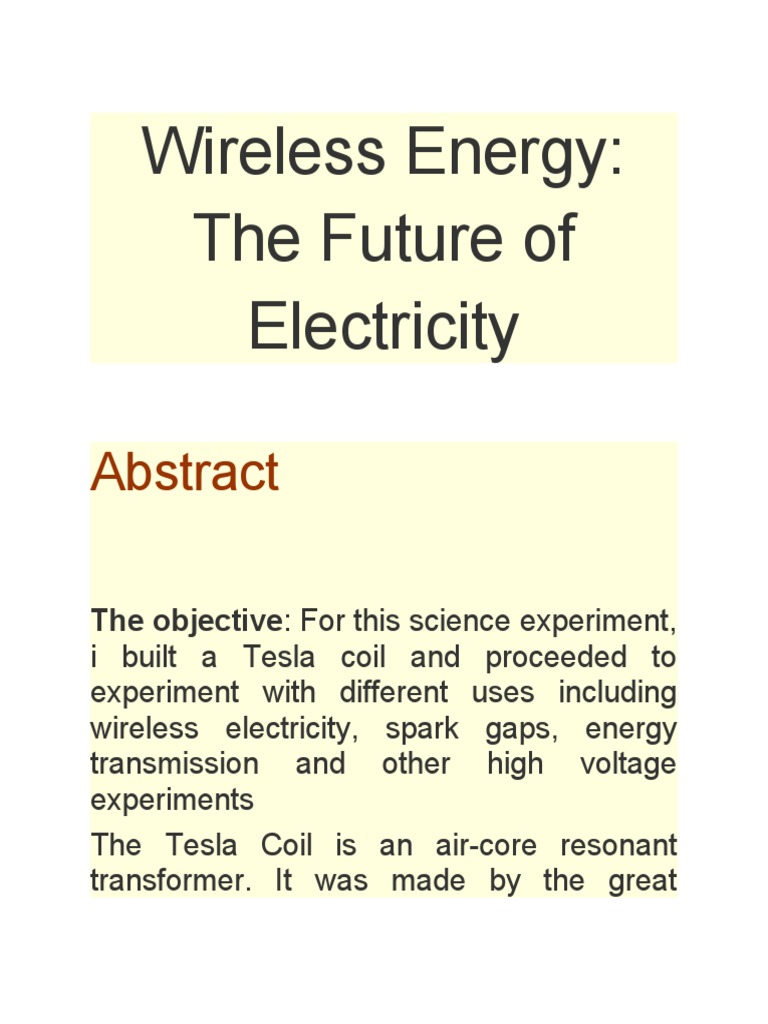 Wireless Energy (The Future of ELECTRICITY) | Download Free PDF | High ...