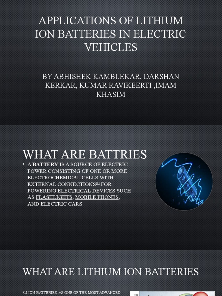 Applications of Lithium Ion Batteries in Electric Vehicles | PDF ...