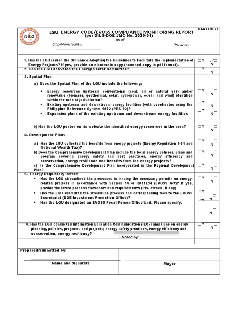 EVOSS M&E Form 1 | PDF | Energy Industry | Energy Development