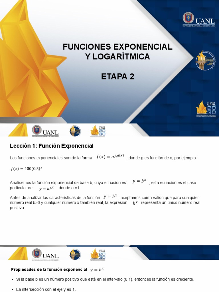 Presentación-FyR-Etapa 2 | PDF | Logaritmo | Funcion exponencial