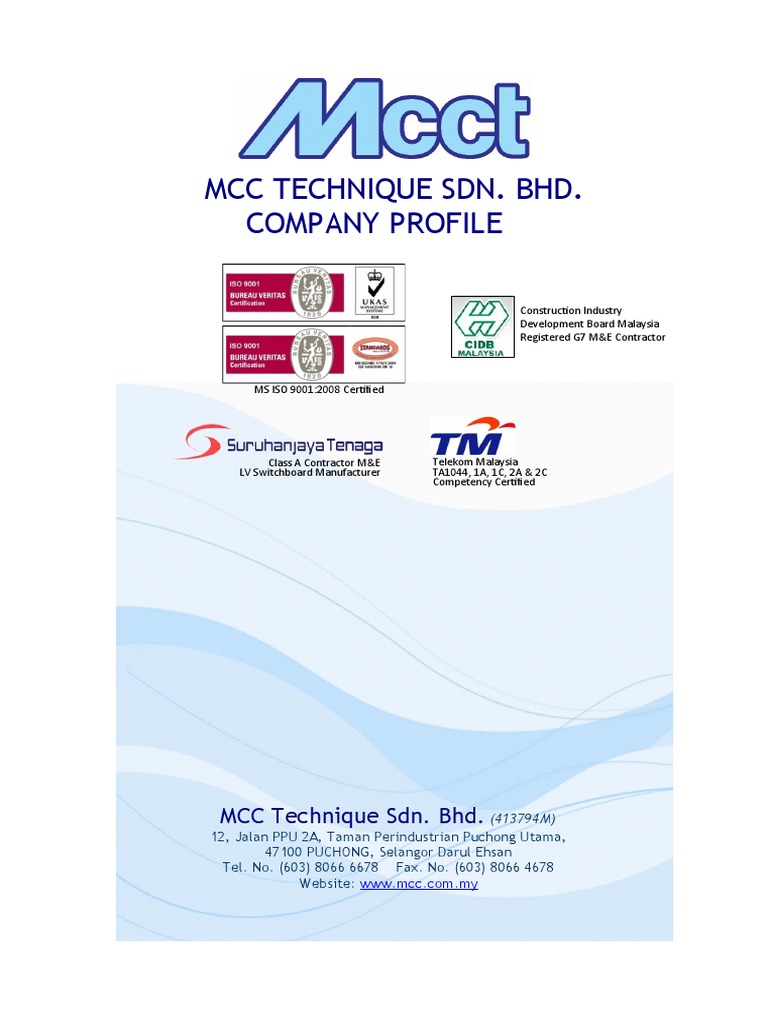 MCC Technique SDN BHD M&E Profile 2017 | PDF | Air Conditioning ...