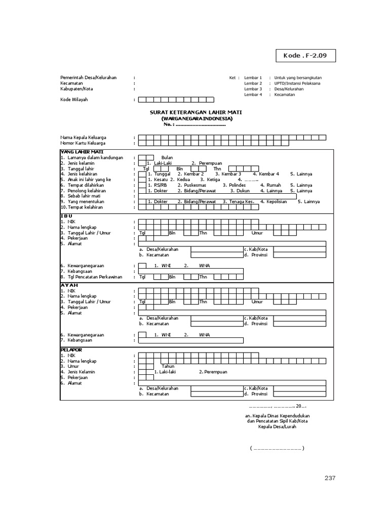 Form Kematian F-2.09 | PDF