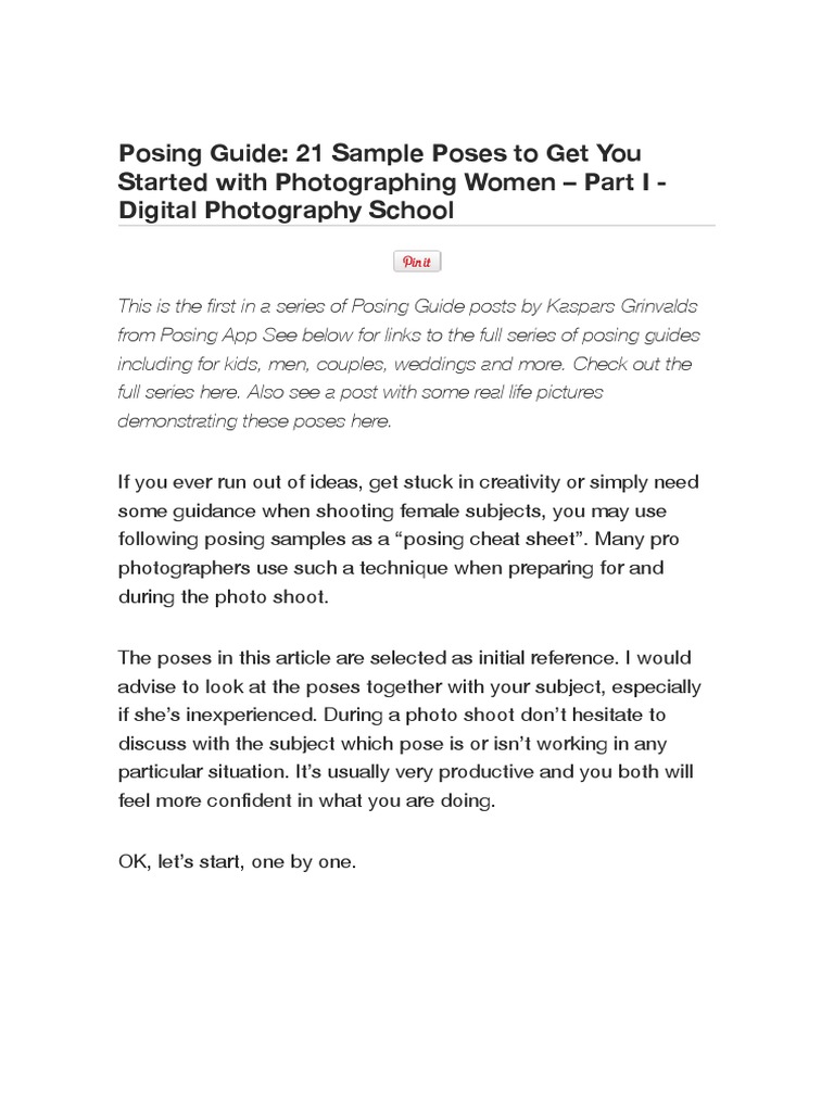 Posing Guide - Part 1 | PDF