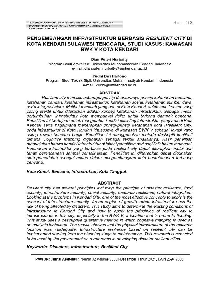 Pengembangan Infrastruktur Berbasis Resilient City Di Kota Kendari Sulawesi Tenggara, Studi ...