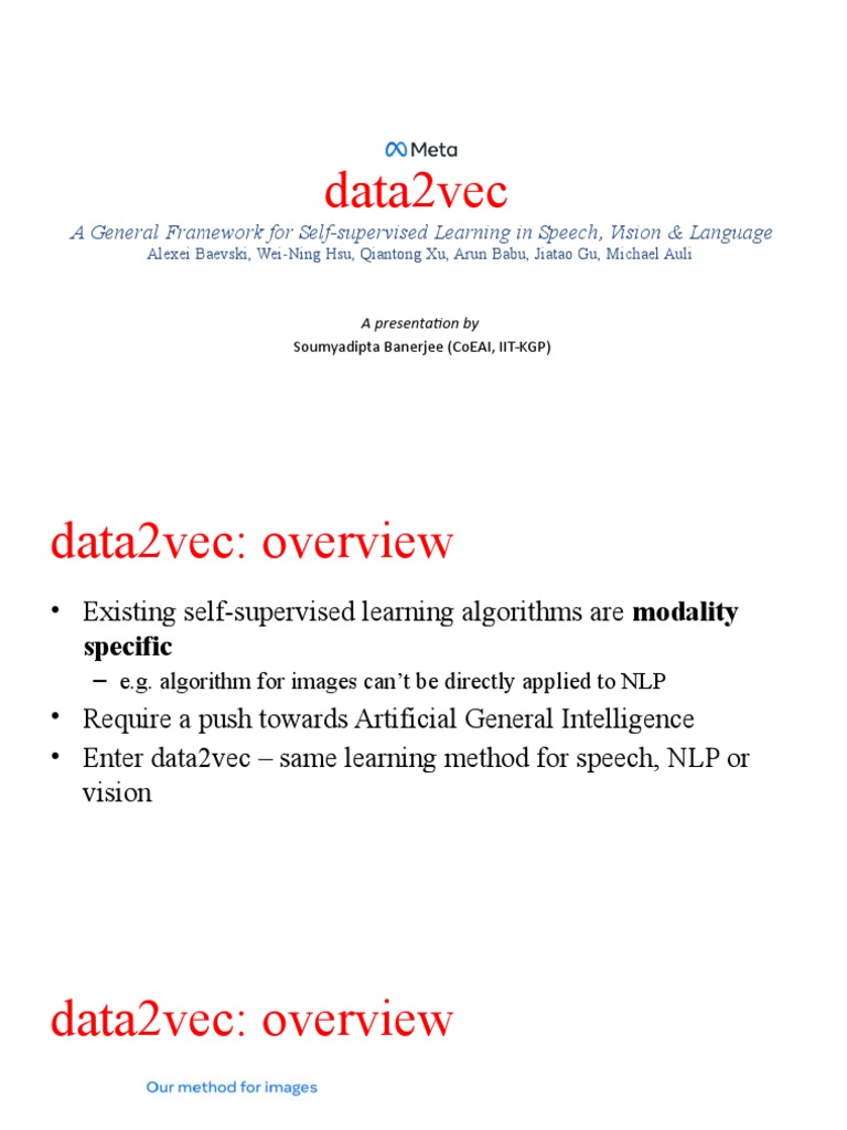 Data2vec: A General Framework For Self-Supervised Learning in Speech, Vision & Language | PDF ...
