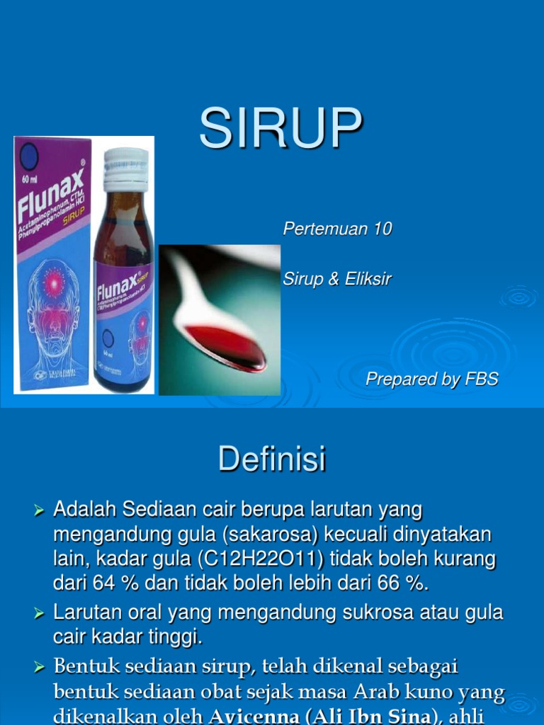 Sirup dan Eliksir: Definisi dan Komponen | PDF