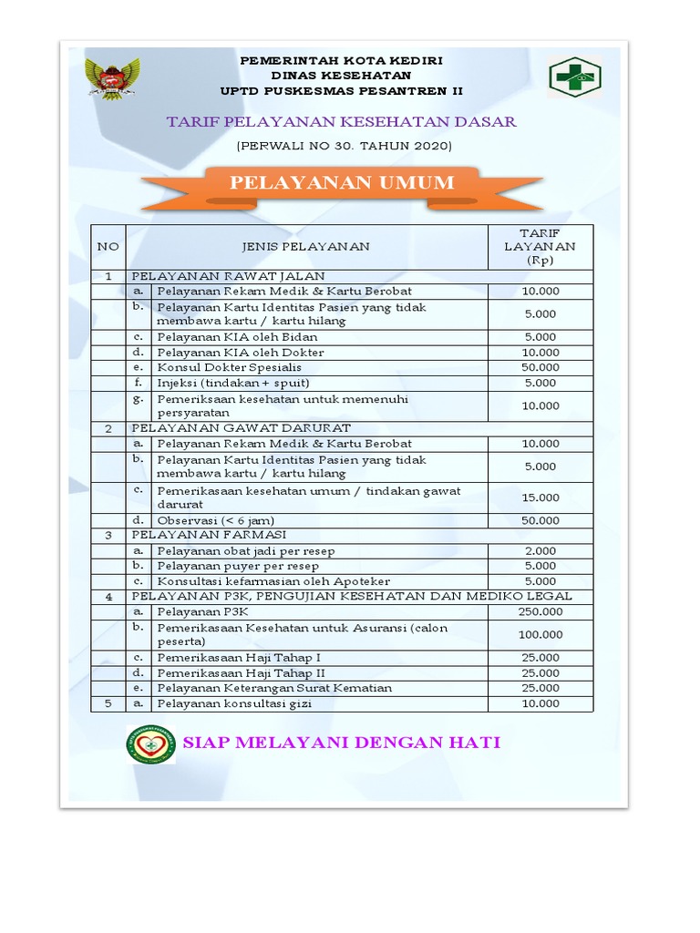 Banner Tarif Pelayanan 2020 | PDF