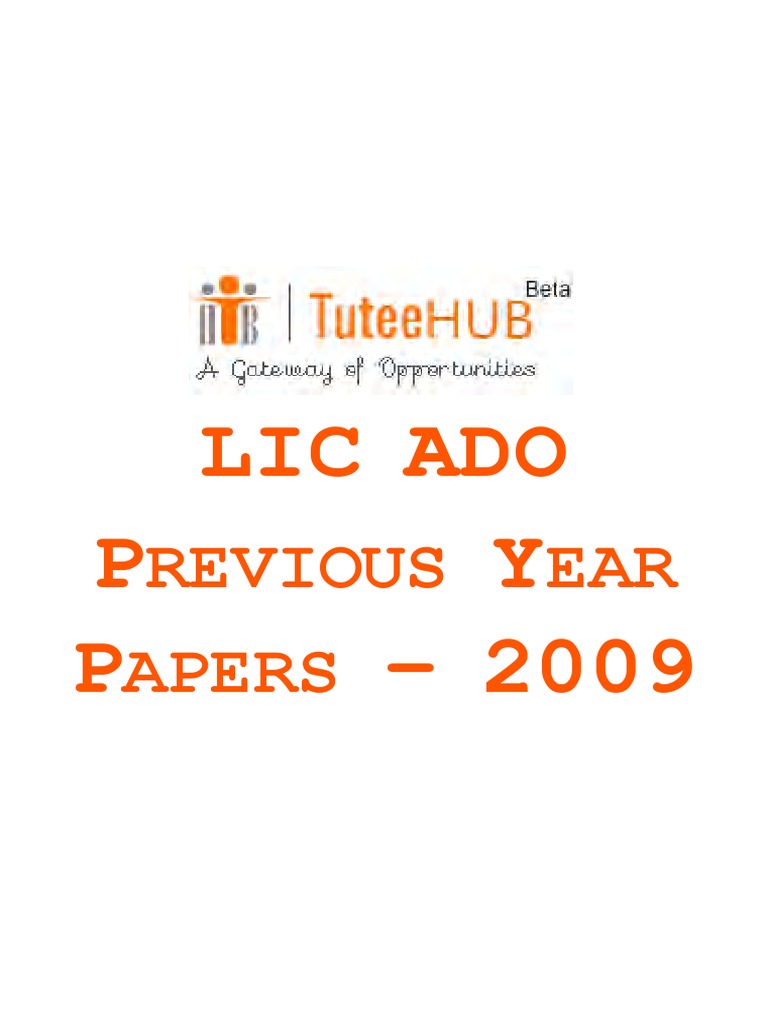 Previous Year Paper 4th March Lic Ado Previous Year Papers Final 2009 ...