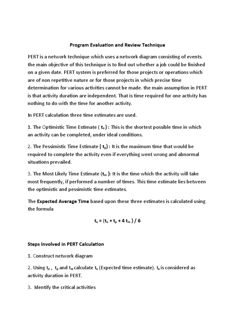 Program Evaluation and Review Technique | PDF | Variance | Statistical ...