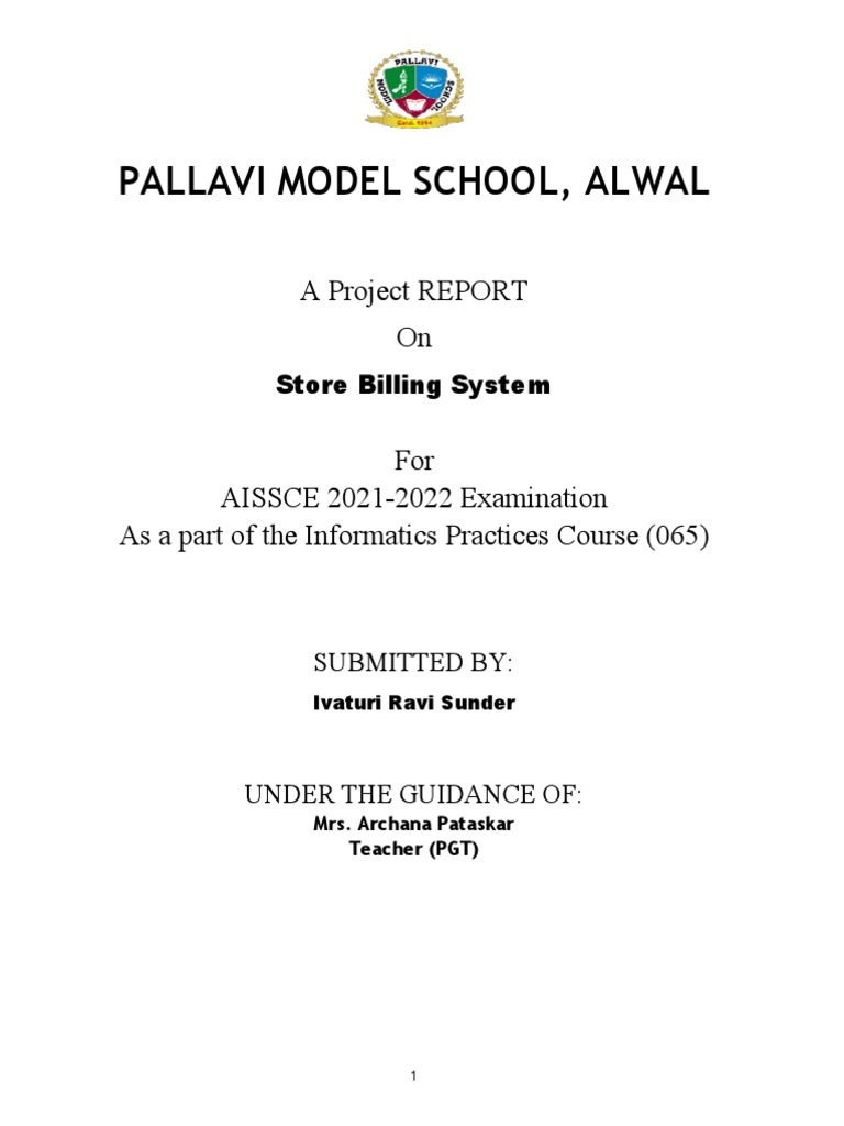 Pallavi Model School, Alwal: A Project REPORT On | PDF | Software Prototyping | Software