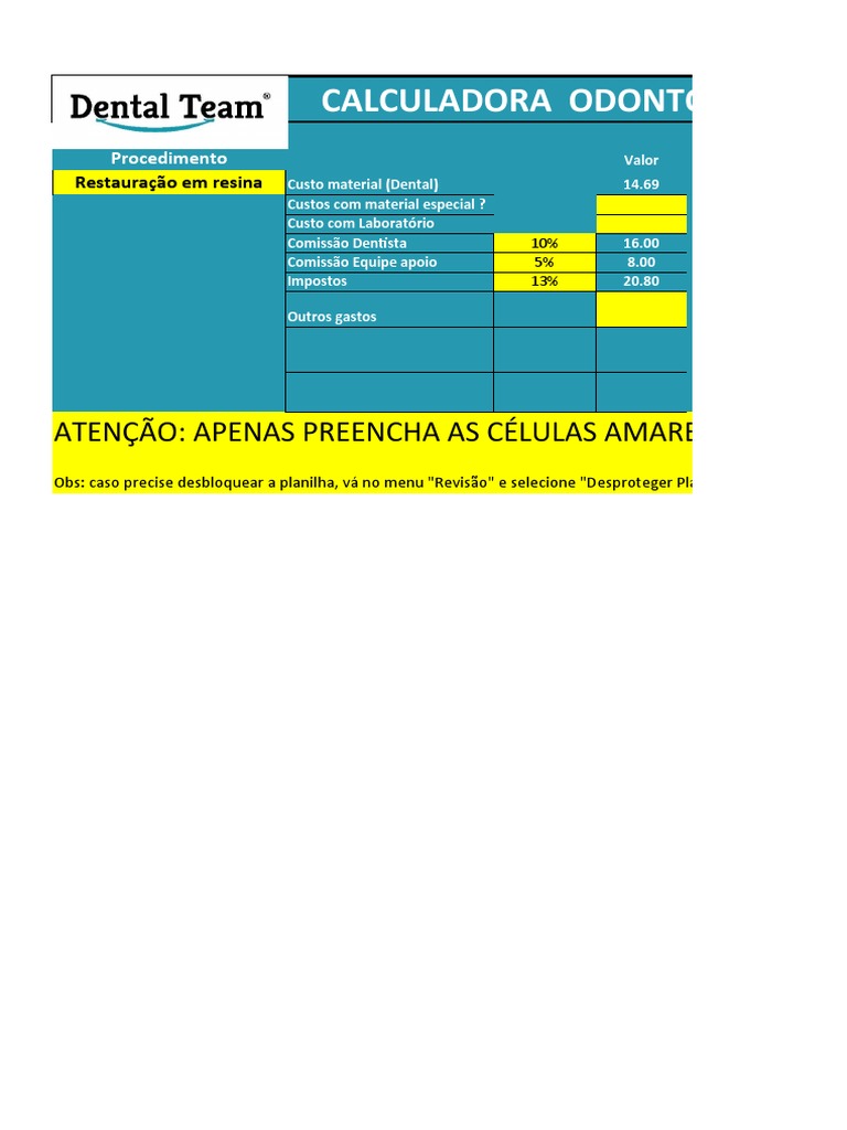 Calculadora Odontologica Dental Team | PDF