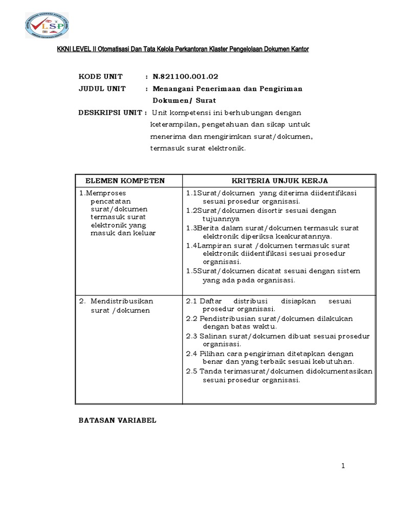 05a.SKKNI OTKP KLASTER 1 | PDF
