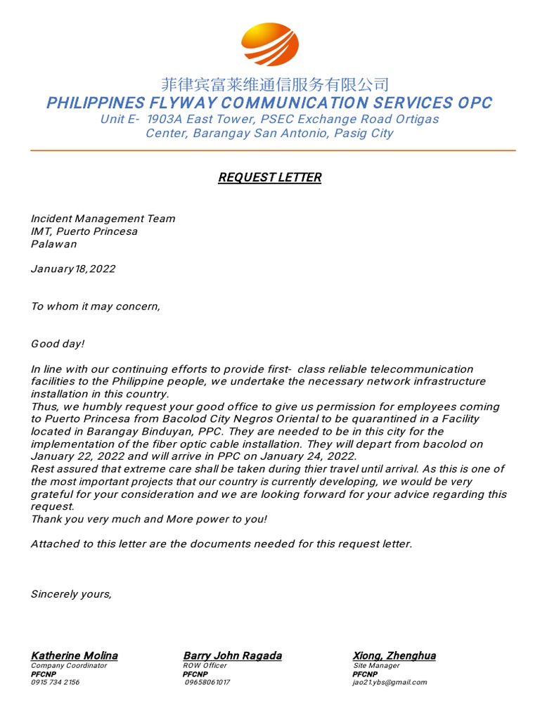 Imt Request Letter | PDF
