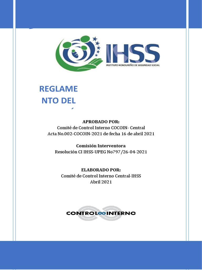 Reglamento Comite de Control Interno IHSS | PDF | Regulación