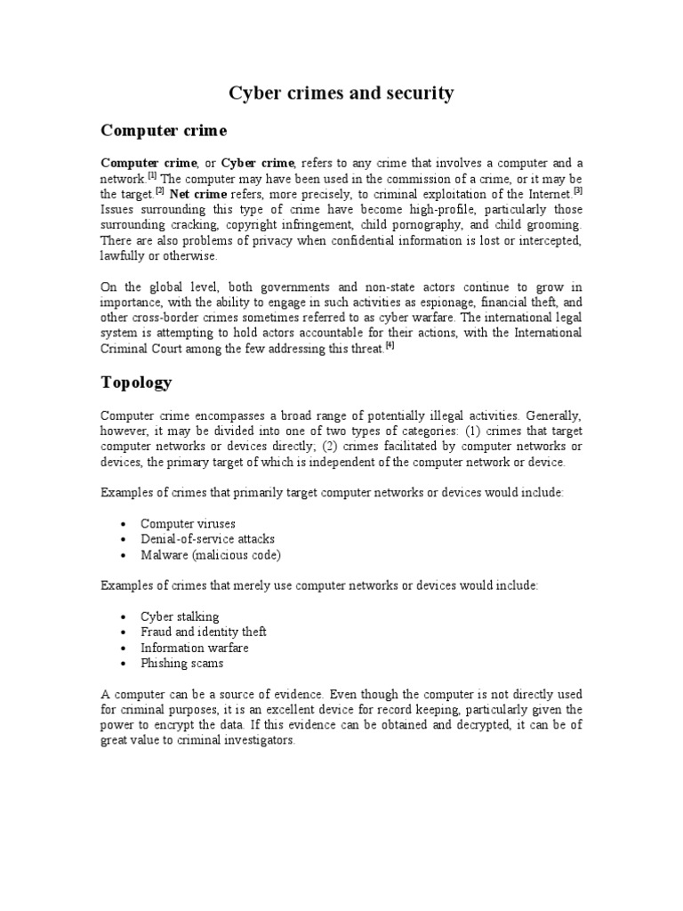 Cyber Crimes and Security | PDF | Cybercrime | Cyberwarfare
