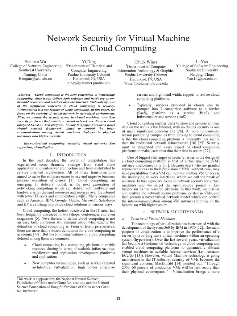 Virtual Machine Network Security In Cloud Pdf Virtual Machine