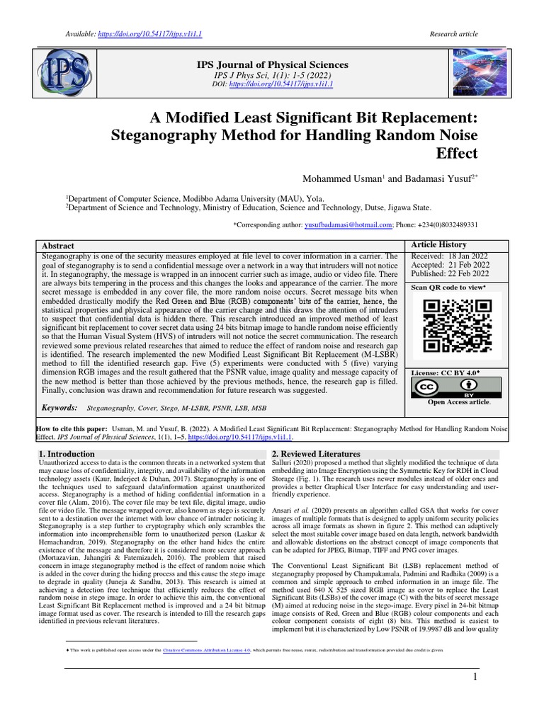 A Modified Least Significant Bit Replacement | PDF | Computer Science ... A Modified Least Significant Bit Replacement | PDF | Computer Science ...
