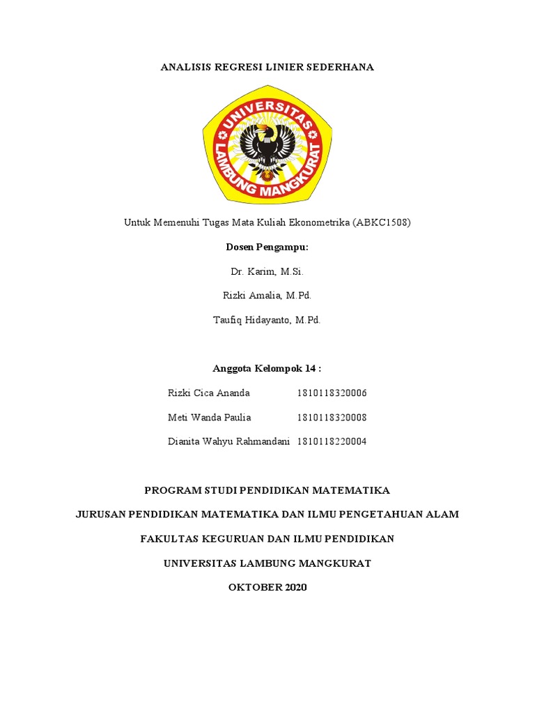 Tabel Regresi Linier Sederhana | PDF