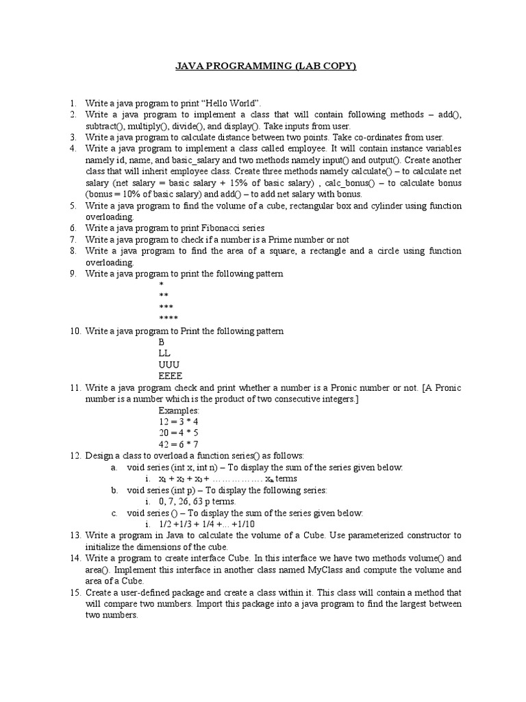 Java Lab Programs | PDF | Thread (Computing) | Method (Computer ...