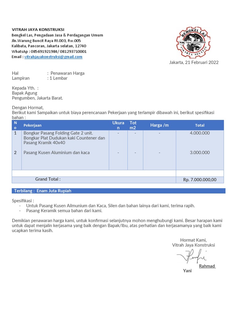 Pengumben, Folding Gate, Kaki Countener Dan Alumunium | PDF