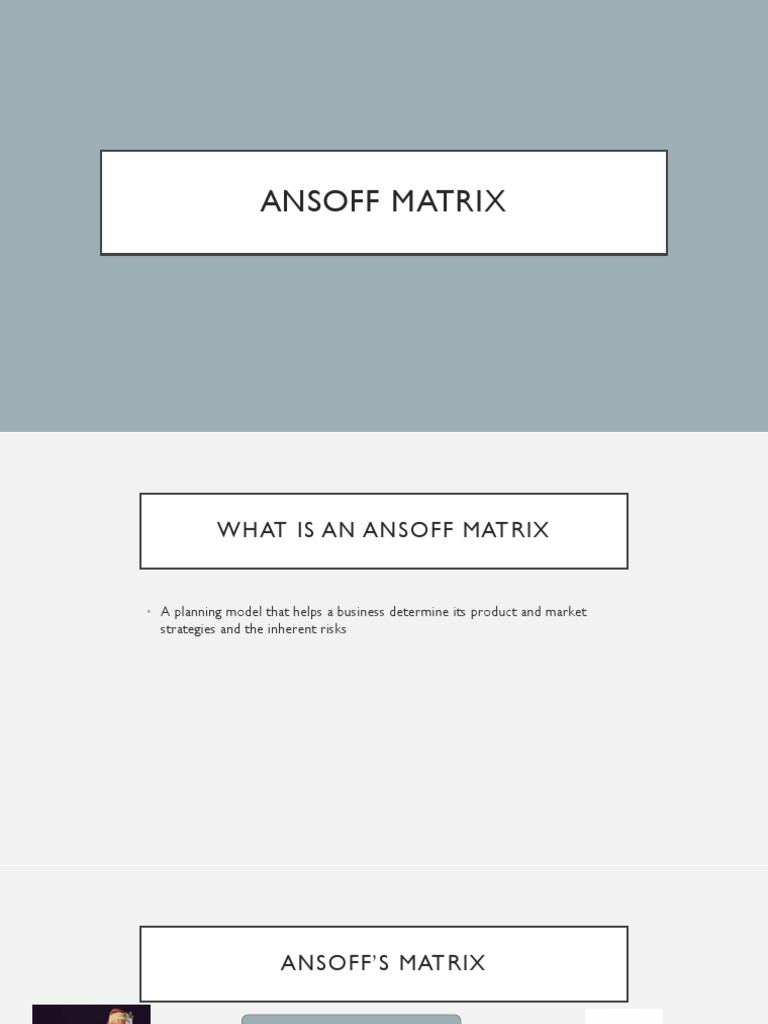 Ansoff Matrix: Strategies and Risks | PDF | Business | Economies
