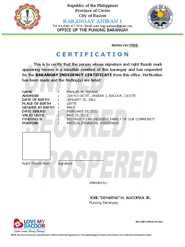 New Barangay Indigency | PDF