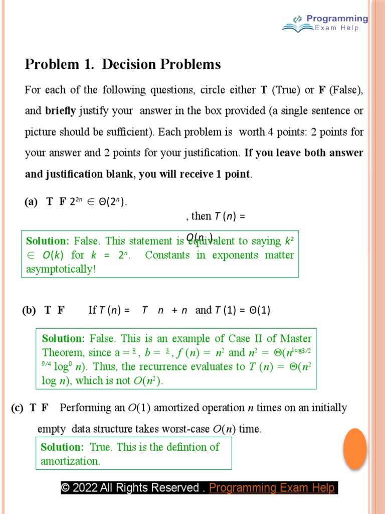 Algorithm Exam Help | PDF | Time Complexity | Discrete Mathematics