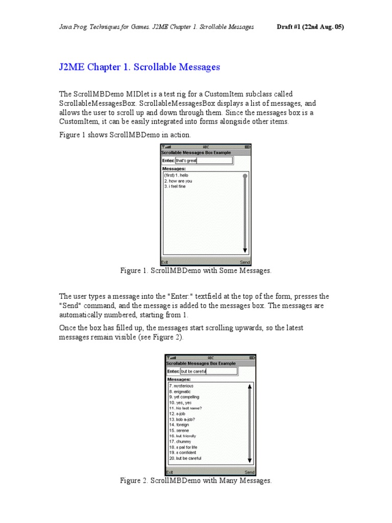 Java Prog Techniques For Games J2me Chapter 1 Scrollable Messages Pdf Boolean Data Type