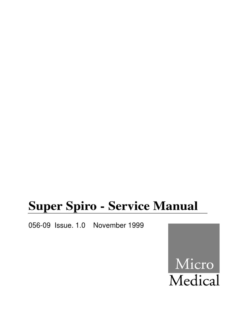 Super Spiro - Service Manual: 056-09 Issue. 1.0 November 1999 | PDF ...
