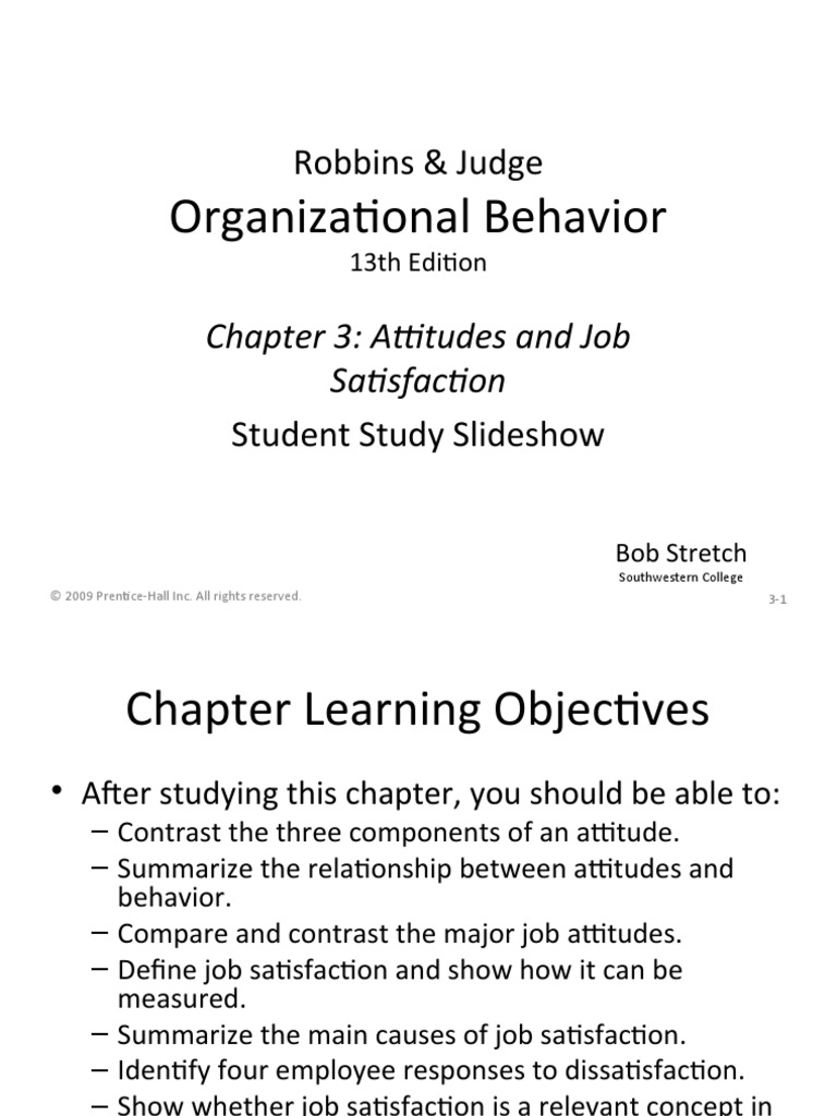 Organizational Behavior: Robbins & Judge | PDF | Attitude (Psychology ...
