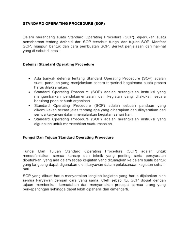 Memahami Standard Operating Procedure (SOP) | PDF