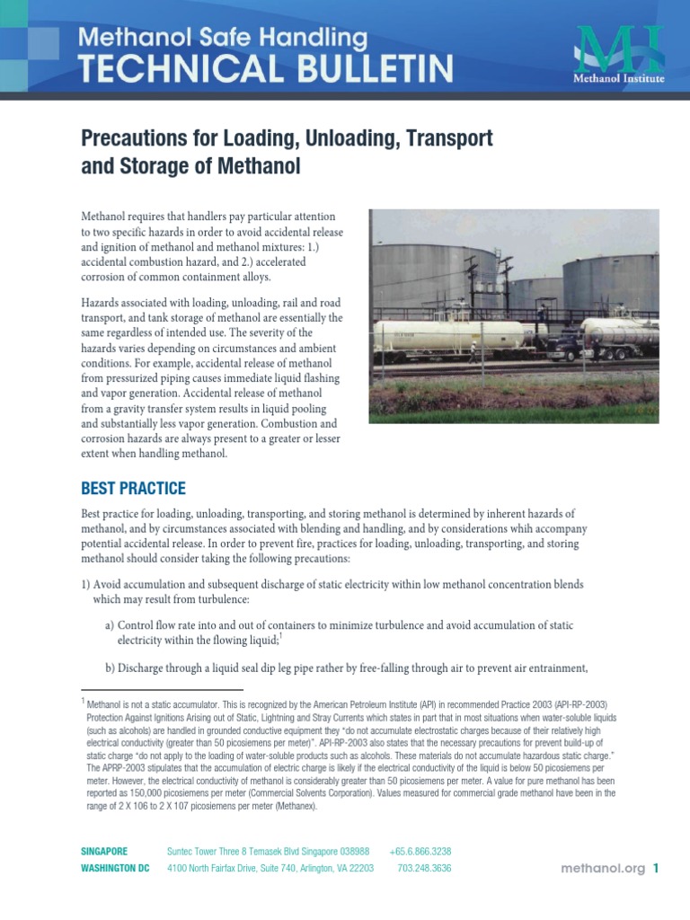 Precautionsfor Loading Methanol | PDF | Combustion | Methanol