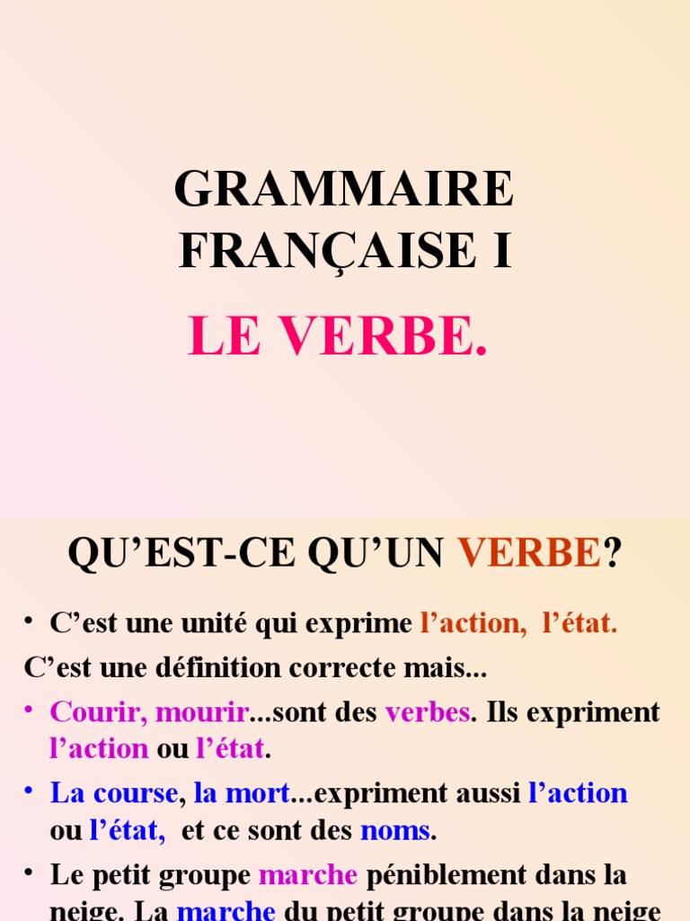 Comprendre le Verbe en Grammaire Française | PDF | Verbe | Temps ...