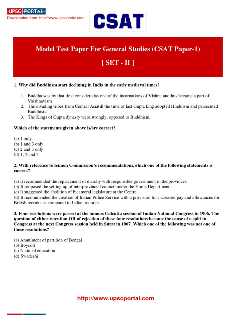 Model Test Paper For General Studies CSAT Paper 1 Set II | PDF | Carbon ...