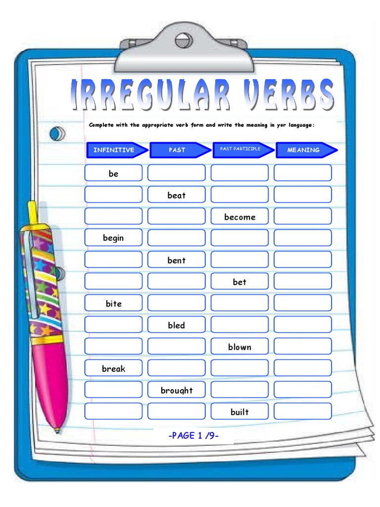 Irregular Verbs Practice Fun Activities Games 27444 | PDF | Languages ...