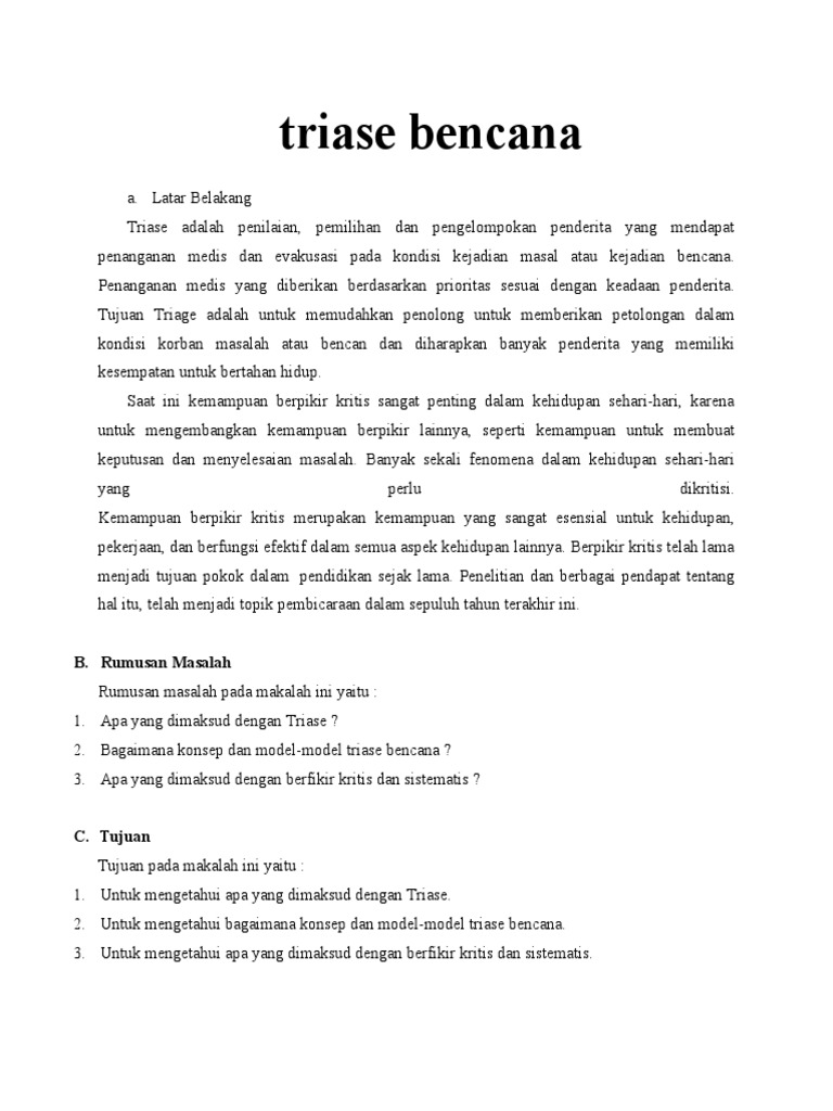 Konsep dan Metode Triase Bencana | PDF | Pengembangan Diri