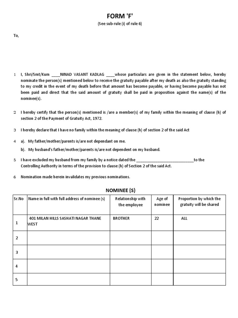 Gratuity Form F | Download Free PDF | Justice | Crime & Violence