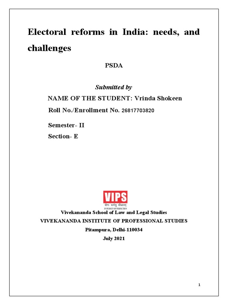 India's Electoral Reforms: Needs & Challenges | PDF | Elections ...