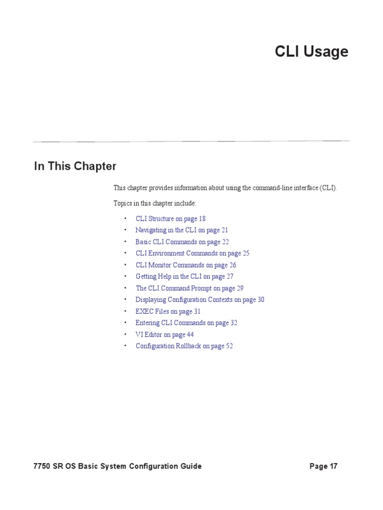CLI Usage: in This Chapter | PDF | Command Line Interface | I Pv6