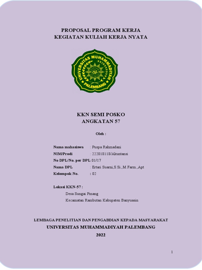 Proposal KKKN 57 Puspa Rahmadani | PDF