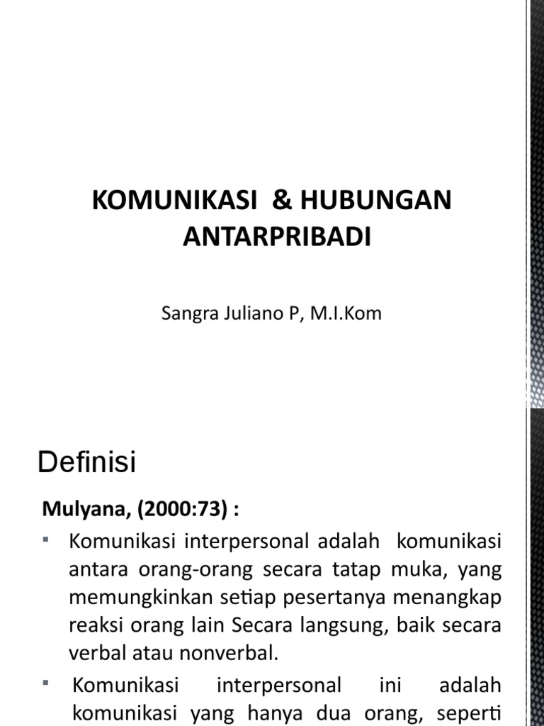 Komunikasi Dan Hubungan Antarpribadi | PDF