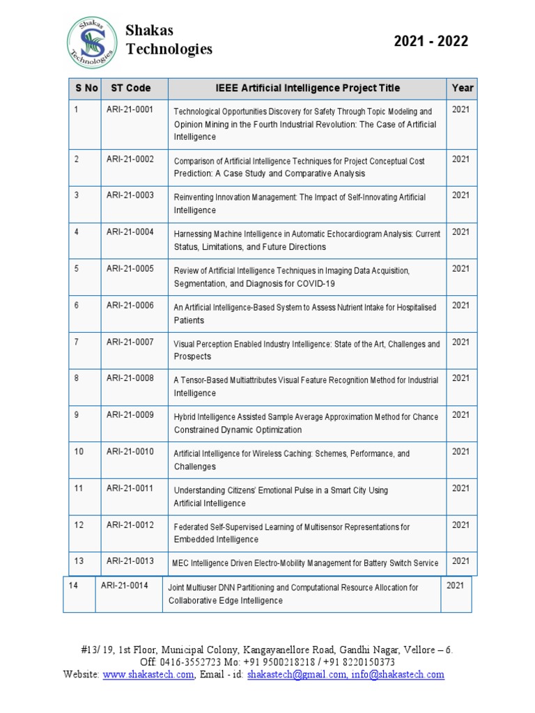 IEEE AI Project Title | PDF | Artificial Intelligence | Intelligence ...